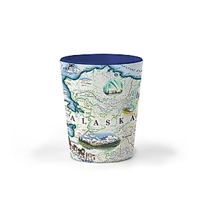 Xplorer Maps Alaska Map Ceramic Shot Glass, BPA-Free - For Office, Home, Gift, Party - Durable and holds 1.5 oz Liquid