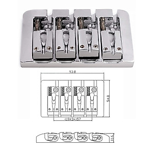 Bogart 4 String Bass Bridge A Style Top Load and String Through Body Tailpiece with Zinc Saddles for Electric Jazz Bass P Bass Chrome High Mass.