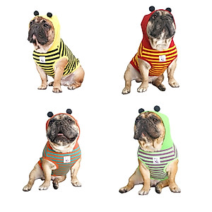 iChoue Bee Honeybee Bumblebee French Bulldog Costumes Hoodies Sleeveless Clothes Outfits Funny Cosplay Shirts for Medium Dogs Frenchie Pug English Boston Puppy - Black and Yellow, Small