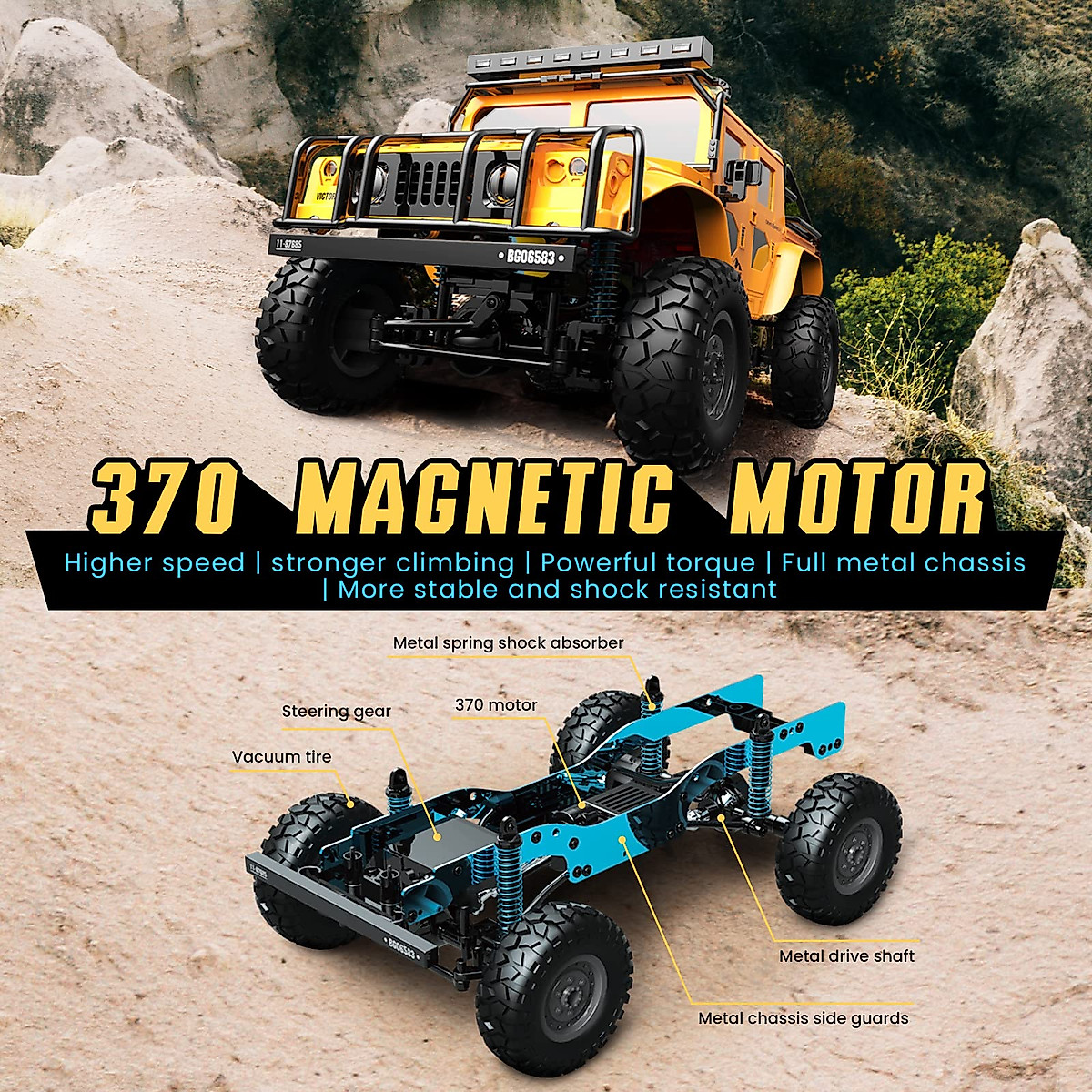 FUUY RC Car 4x4 Rock RC Crawler: Remote Control Truck 1/12 Scale Jeep Toys for Adults Kids Yellow