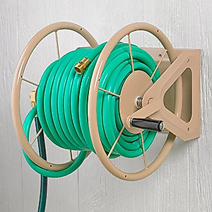 Liberty Garden Products 703-1 Multi-Purpose Steel Garden Wall/Floor Mount Hose Reel, Tan