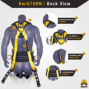 KwikSafety - Charlotte, NC - TYPHOON Safety Harness [CUSHIONED BACK & SHOULDER SUPPORT] ANSI OSHA Full Body Fall Protection Work Equipment Construction Tower Climbing Roofing Scissor Lift