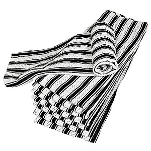 Nouvelle Legende Striped Basketweave Towels, Absorbent Cotton Tea Cloths for Dish and Kitchen, 19 by 29 Inches, 8 Pack