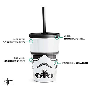 Simple Modern Star Wars Stormtrooper Toddler Cup with Lid and Silicone Straw | Kids Water Bottle Tumbler Insulated Stainless Steel Thermos | Classic Collection | 12oz, Star Wars: Stormtrooper