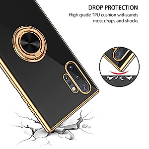 DUEDUE for Samsung Galaxy Note 10 Plus Case with Ring Holder Kickstand 360 Degree Rotation Magnetic Car Finger Slim Cover Shockproof Protective Phone Case for Samsung Note 10 Plus 5G/4G, Black