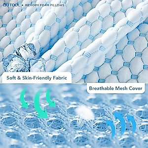 QUTOOL Neck Support Pillow for Sleeping, Cooling Memory Foam Pillow for Neck and Shoulder, Bed Pillow Side Back Stomach Sleeper Pillow for Adults