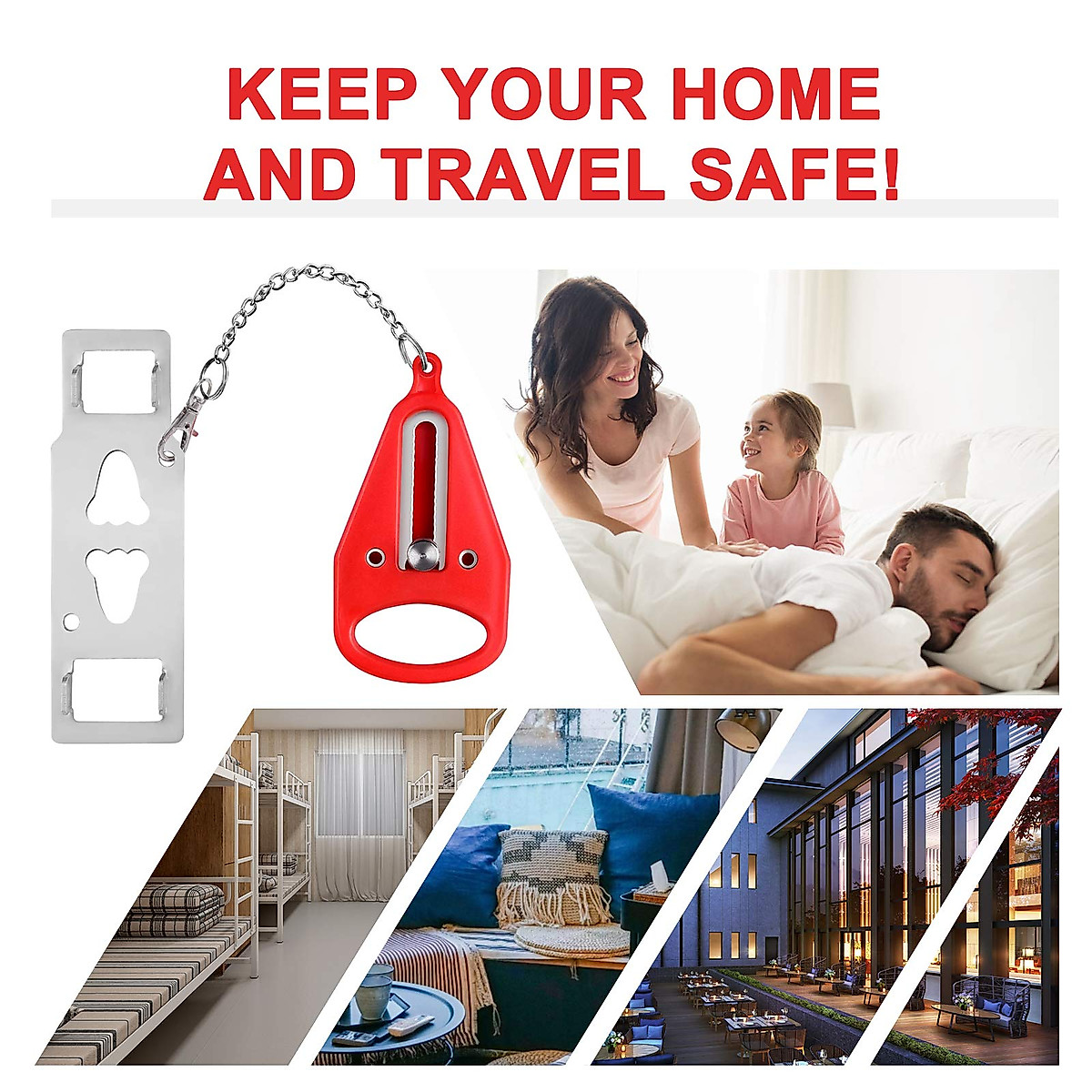 Portable Door Lock-2 Pack Solid Heavy Duty Extra Lock for Additional Privacy and Safety in Hotel,Apartment,and Prevent Unauthorized Entry in Traveling, AirBNB, Apartment and College