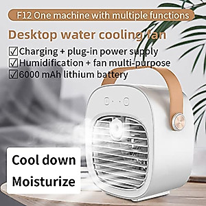 Gootu Portable Air Conditioner，6000mAh Mini Air Conditioner Fan，USB Rechargeable Personal Air Conditioner，3 Speed Quiet Air Cooler for Bedroom，Office，Car，Travel & Indoor & Outdoor Activities.(White)