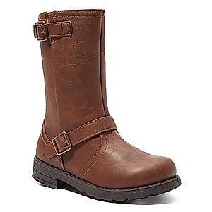 FabKids Girls Mid-calf Fashion Riding Boots Fall Winter Snow Boot Warm Western Boots For Little Kid Brown Size 13
