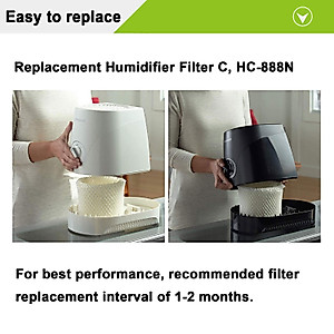 Lemige 4 Pack Humidifier Wicking Filters Compatible with Honeywell HC-888, HC-888N, Filter C, HCM-890, HEV-320 Series, Compatible with Duracraft DCM-200, DH-890