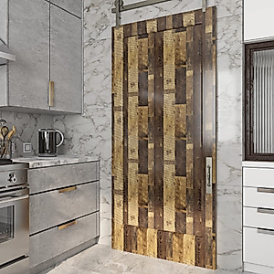 Livelynine Reclaimed Wood Vinyl Flooring Roll Waterproof Vinyl Plank Flooring Peel and Stick Wood Planks For Walls Kitchen Bathroom Floor Desk Countertop Covers Accent Wall Stick on Shiplap 15.8x78.8"