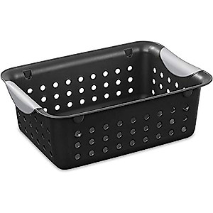 Sterilite 16229012 Small Ultra Basket, Black Basket w/ Titanium Inserts, 12-Pack