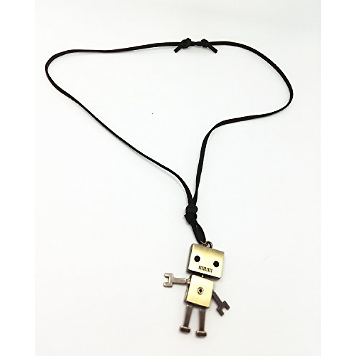QTMY Robot Leather Chain Long Necklace Jewelry Choker Collar Pendant
