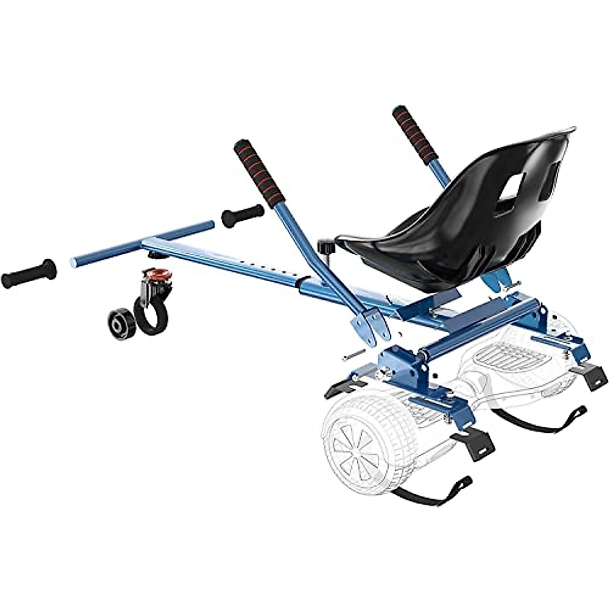 Hoverboard Seat Attachment Go Kart Accessories Conversion Kit, Transforming Self Balancing Scooter into Go-Kart, Adjustable Frame, Fits Kids to Adults, Compatible for 6.5'' 8'' 10'', Blue