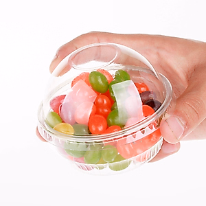 Golden Apple, 3.5oz-30sets Clear Plastic Cups for Ice Cream, Snack Bowl with Dome lids No Hole