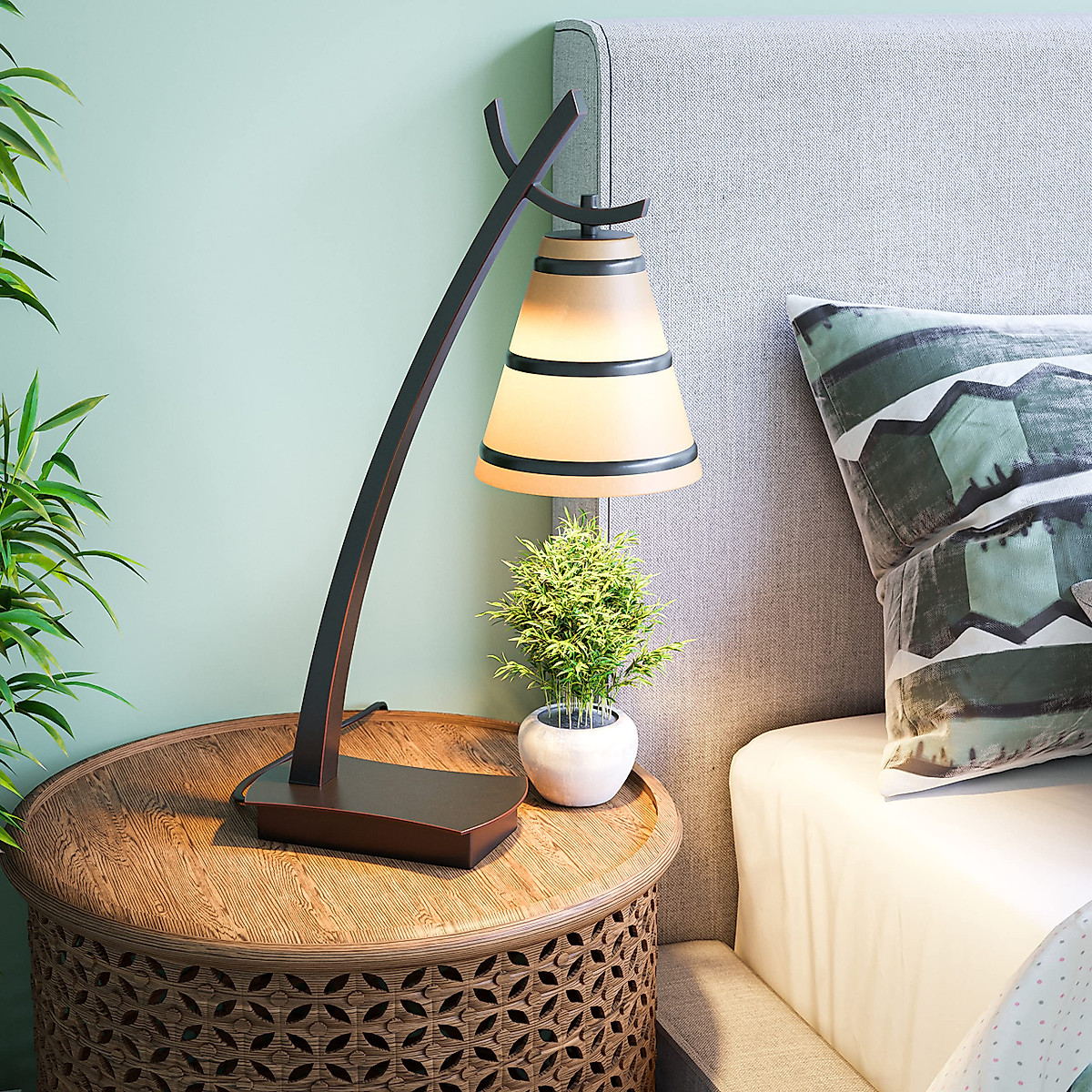 Kenroy Home 03332 Wright 1 Light Table Lamp with Oil Rubbed Bronze Finish, Casual Style, 24" Height, 13.5" Width, 7" Depth