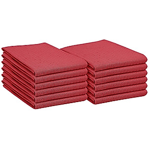 Native Fab Waffle 12 Pack 100% Cotton Kitchen Dish Towels 16x26 Absorbent Durable Washable, Tea Towels, Dish Cloths, Bar Towels, Cleaning Towels, Kitchen Towels with Hanging Loop, Red