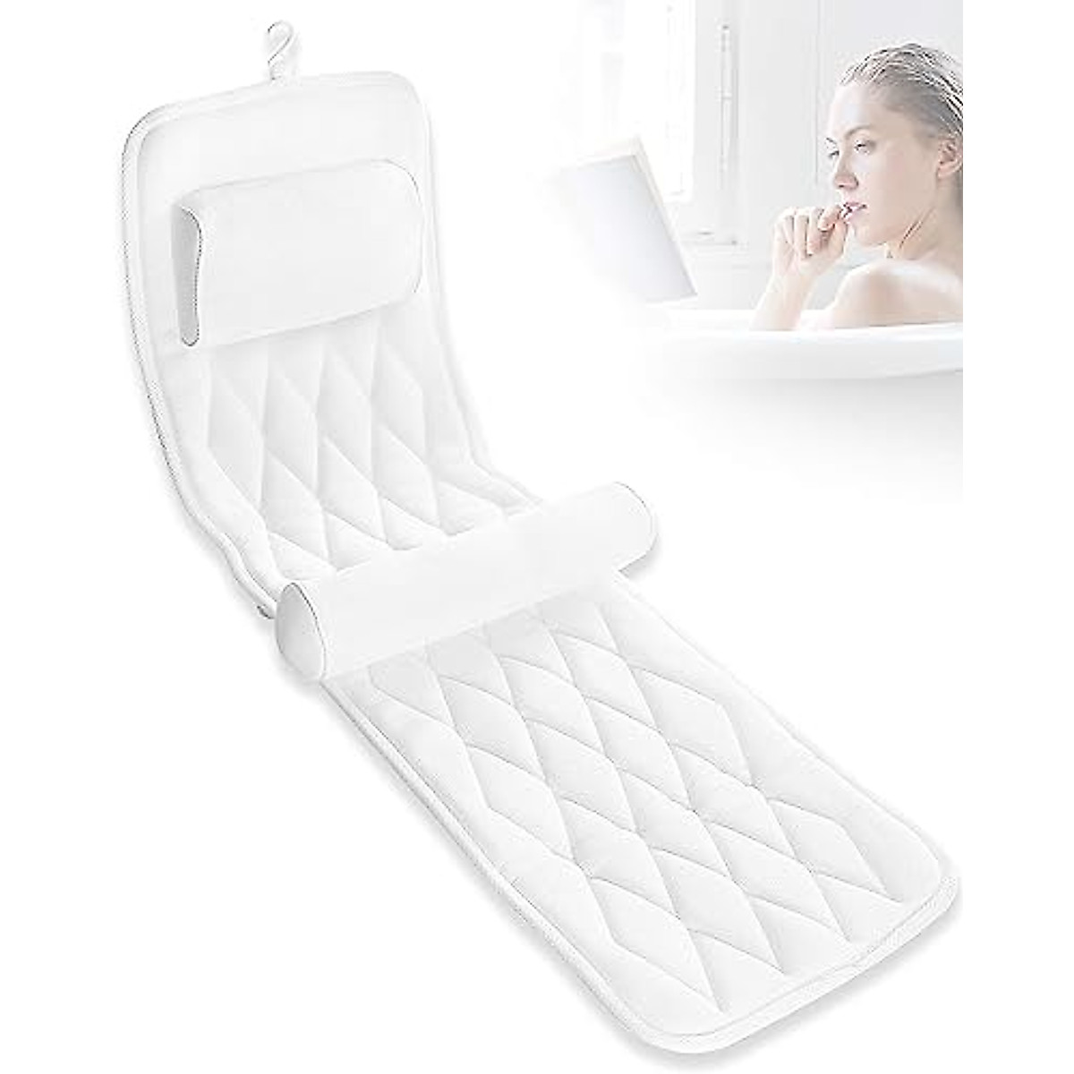 Bath Pillow,Bath Pillows for Tub Neck and Back Support, Bathtub Pillows for Head and Neck, Bathtub Pillow, Bath Accessories for Tub Women, Hot Tub Accessories for Adults, Tub Pillow (White)