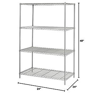 Safco Industrial Wire Shelving- Office, Home Office, Garage Use, Metallic Gray, 48" x 24"