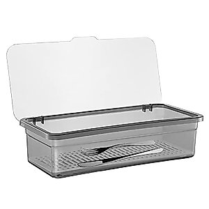 Cabilock Utensil Organizers Drawer Utensil Holder for Countertop with Lid, Silverware Tray for Drawer, Chopsticks Holders Flatware Cutlery Trays Chopsticks Drain Storage Box