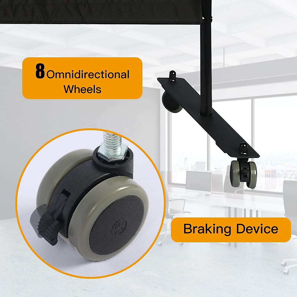 ALMOOGH Office Partition 89" W x 14" D x 73" H Room Divider Wall 3-Panel Office Divider Folding Portable Office Walls Divider with Non-See-Through Fabric Room Partition Black for Room Office