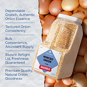 Dependable Food Minced Onion -4 Lb. Jar - Bulk, Kosher, Dehydrated Onion Flakes Convenient Versatile Seasoning for Chefs, Restaurants, and Culinary Enthusiasts - 100% Natural - Perfect Savory Addition to Soups, Dips, Sauces, Meat Marinades & More - Allerg