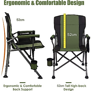 LEADALLWAY Camping Chairs for Heavy People Oversized Outdoor Chairs with Cup Holder and Storage Bag