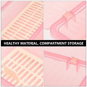 DOITOOL Flatware Tray with Lid and Drainer, Tableware Utensil and Cutlery Drawer Organizer with Lid Covered Silverware Tray to Keeps Your Cutlery Organized and Protected (Pink)