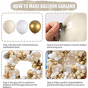 Sand White Gold Balloon Arch Kit, White Beige Chrome Gold Balloons Cream Balloons Metallic Gold Balloons for Boho Neutral Baby Shower Wedding Bridal Shower Birthday Decorations…
