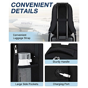 LIGHT FLIGHT Backpack for Men, Travel Backpack with USB Charging Hole, 17.3 Inch Laptop Backpack, School College Bookbag, Large Capacity Computer Backpacks, 40L Work Bag for Business, Black