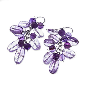 NOVICA Artisan Handcrafted .925 Sterling Silver Cluster Earrings | Handmade Dangle Earring | Jewelry Dangle Earring | Amethyst Cluster Earrings | Beaded Dangle Earrings | Artisan Earrings