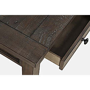 Jofran Madison County Reclaimed Pine USB Charging Farmhouse Wood Office Desk, Barnwood Brown