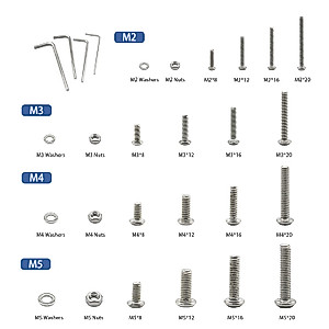 1200 PCS Nuts and Bolts Assortment Kit, Metric M2 M3 M4 M5 Machine Screws, Stainless Steel 304 Hex Socket Head Cap Bolts and Nuts Kit.