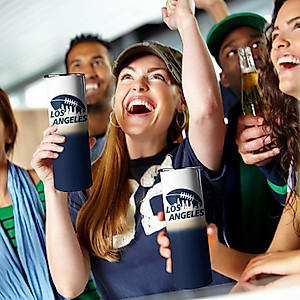 Los Angeles Classic Stainless Steel Tumbler with Lid and Straw, City Football Fans Gifts,20oz Football Team Skinny Travel Mug Tumbler Cup Water Botter
