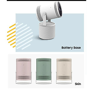 SAMSUNG 30”- 100” The Freestyle Smart Portable Projector, FHD, HDR, SP-LSP3BLAXZA with a SAMSUNG The Freestyle Skins for Smart Portable Projector, Device Cover Sleeve, 2022 Model, Forest Green (2022)