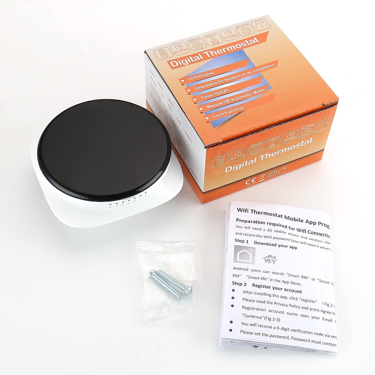 Wengart WiFi Smart Thermostat WG316,Heat Only AC90-240V Max3A 2.4GHz Wi-Fi APP TUYA for Radiant Floor Heating,Compatible with Alexa Echo/Google Home