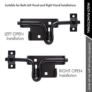SANKINS Slide Bolt Gate Latch,Sliding Bolt Door Lock with Padlock Hole, Heavy Duty Hardware Gate Latch for Wooden Fence,shed Door,Yard Door,Barn Door,Outdoor Latch| Solid Thickened Steel,Black