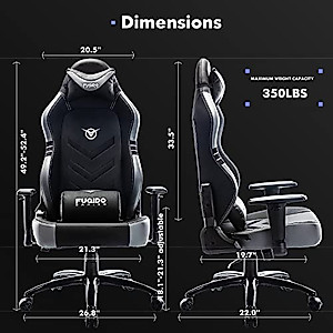 Big and Tall Gaming Chair 350lbs-Racing Style Computer Gamer Chair,Ergonomic Office PC Chair with Wide Seat, Reclining Back, Adjustable Armrest-Black