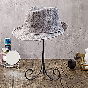 MyGift Modern Wire Tabletop Hat Stand, Matte Black Metal Wig and Cap Holder Display Rack