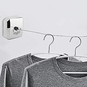 Stainless Steel Retractable Clothes Line, 2.8m Laundry Clothesline Invisible Tendedero Ropa Wall Hanger Drying Rack for Home Hotel Outdoor Indoor