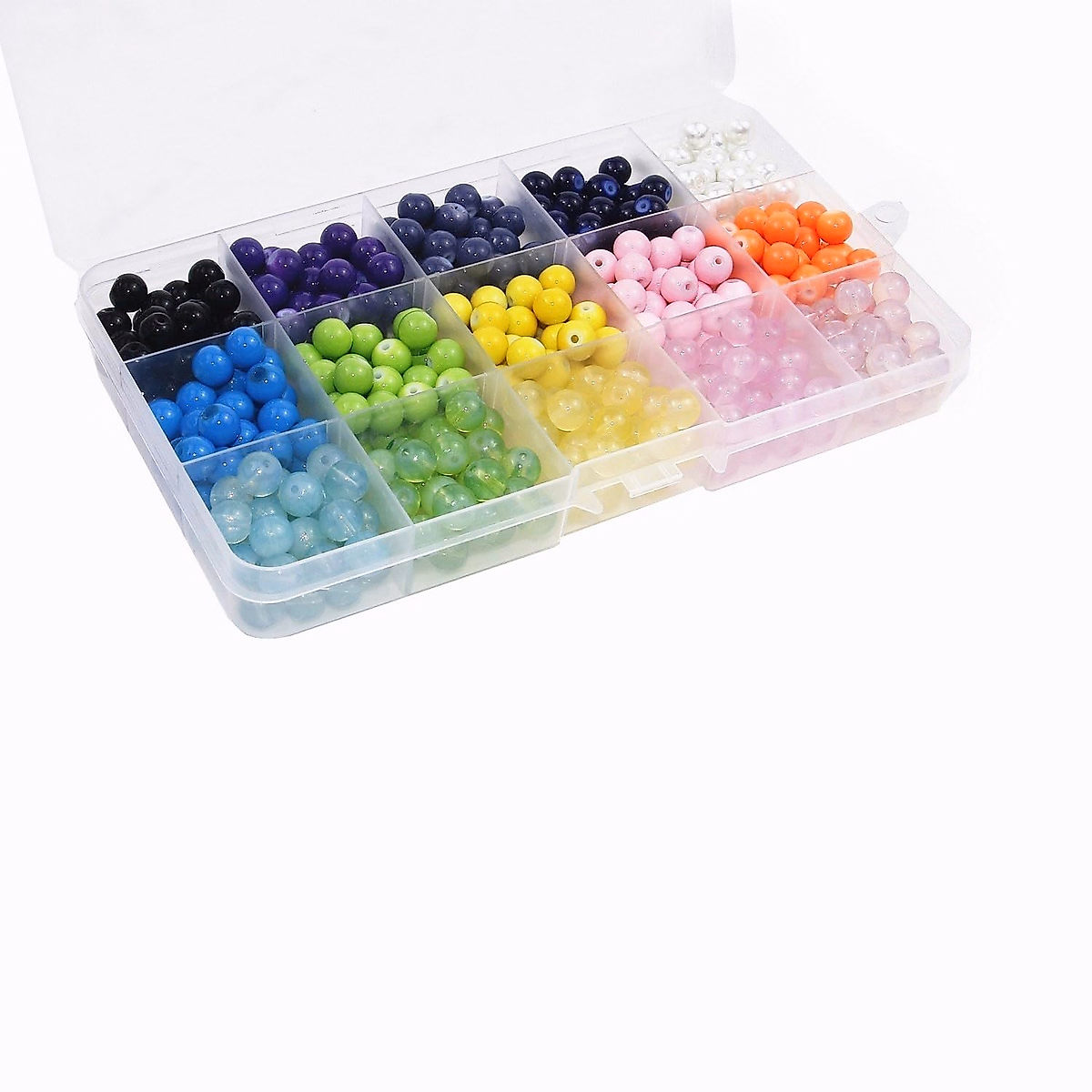 450pcs 8mm Glass Beads for Bracelet Making,15 Colors DIY Gemstone Crystal Beads,Jewelry Making Kit Healing Round Beads for Friendship Bracelet