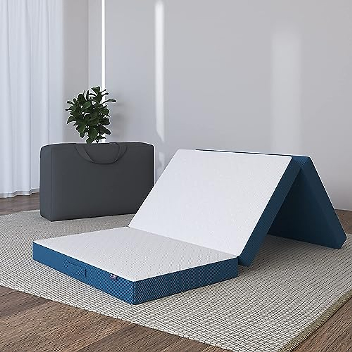 BedStory Twin Folding Mattress with Carry Bag, Portable Mattress for Camping, Traveling, Multifunction Tri Folding Floor Mattress with Cover, 4 Inch