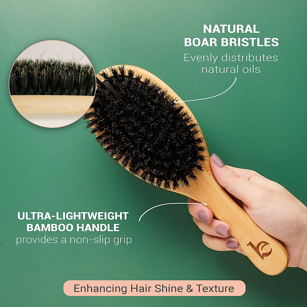 Boar Bristle Hair Brush - Smoothing Hair Brush for Men, Women & Kids, Soft Bristle Hair Brush, Bamboo and 100% Boar Bristles, Soft Brush for Hair, Gentle on Scalp