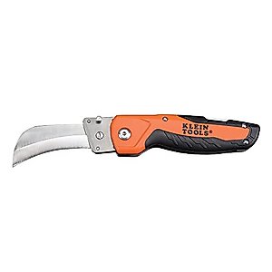 Klein Tools 44218 Utility Knife, Lockback Electricians Knife and Folding Knife with Hawkbill Blade for Cable Skinning, Replaceable Blade