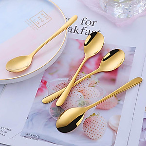 BuyGo 4-Piece Demitasse Espresso Spoon 6 Inch Rainbow Teaspoon for Cake Dessert Ice Cream Antipasto, Dishwasher Safe