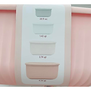 Gourmet Kitchen 8-Piece Plastic Food Storage Container Set with Vented Lids, 4 Sizes (PINK)