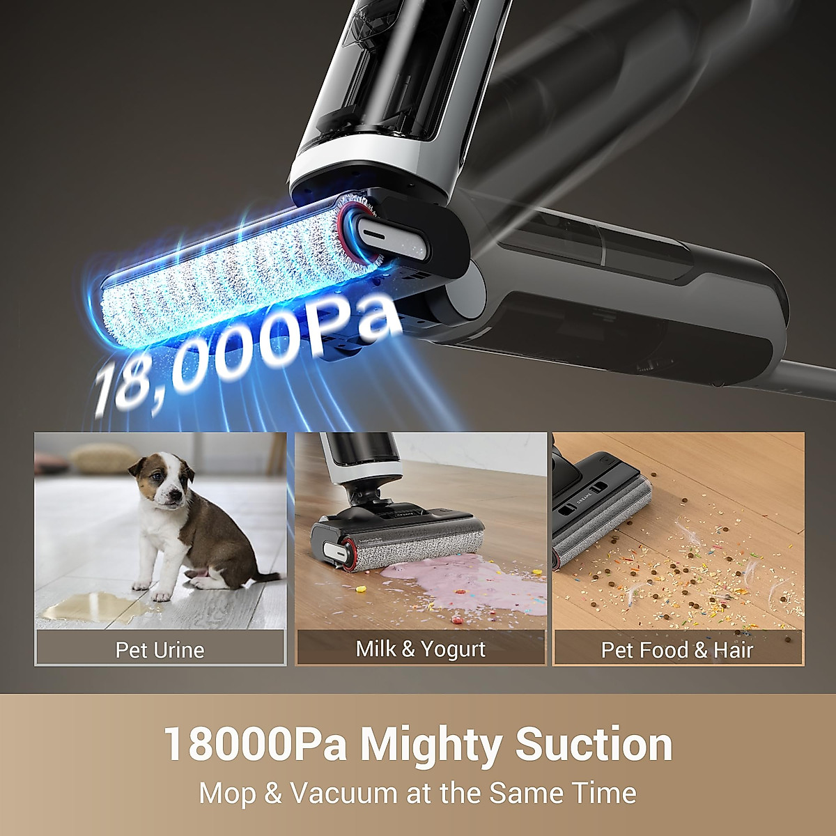 dreame H14 Wet Dry Vacuum Cleaner, 180° Lie-Flat Cordless Vacuum Mop, 140°F Brush Washing, Fast Hot Air Drying in 5Mins, Smart Hard Floor Cleaner Machine with Powerful Suction, Great for Sticky Messes