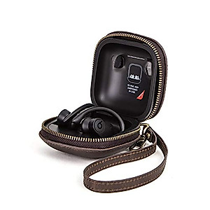 Hiram Powerbeats Pro Leather Case,Crazy Horse Leather Powerbeats Pro Case for Men and Women, Men's Leather Travel Case for Powerbeats Pro(Coffee)…