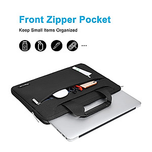 MOSISO 360 Protective Laptop Shoulder Bag Compatible with MacBook Air/Pro,13-13.3 inch Notebook,Compatible with MacBook Pro 14 inch with Front Horizontal&Vertical Pockets&Fix Handle&Belt, Black