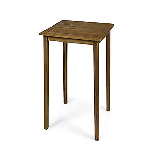 Christopher Knight Home Teresa Outdoor Minimalist Acacia Wood Square Bar Table Teak Finish